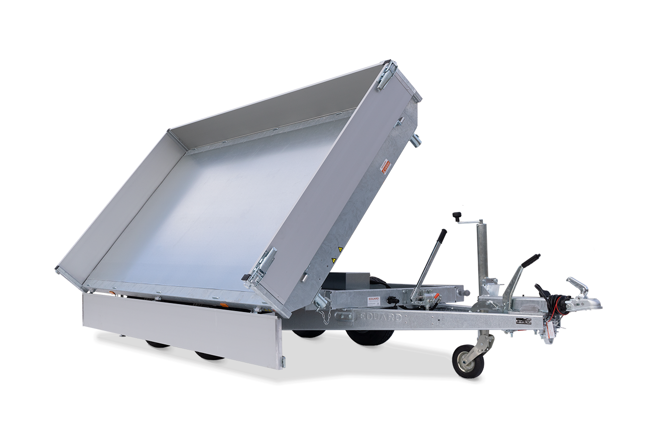 Aanhangwagen Eduard geremde dubbelas- HTG 3000kg-3 zijdige kipper ...